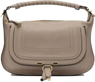 Chlo&eacute; Hobo Bags - Structured Beige Leather Shoulder Bag With Gold-To - Gr. unisize - in Braun - f&uuml;r Damen