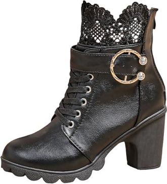 Generic Bottes de randonn&eacute;e d&eacute;contract&eacute;es &agrave; boucle pour femme - Coupe large - Automne et hiver - Semelle &agrave; crampons en daim - Pour temps froid et pluie - Ferm