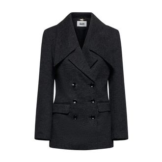 Silvian Heach Blazer mit doppelreihiger Knopfleiste und Maxi-Revers - - Jackets - Damen - Grau - XS