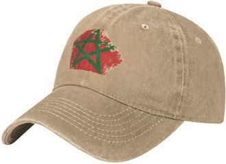 Generic Unisexe Casquette De Baseball avec Maroc Drapeau Sport Casual Pare-Soleil Casquette De Baseball Sun Protection Casquettes De Golf Denim Délavé Chapeau