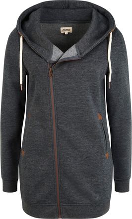 Oxmo OXVicky Sweat Zip-Hoodie Damen Sweatjacke Kapuzenjacke Hoodie mit Kapuze Kordel Reißverschluss Eingrifftaschen Regular fit, Größe:S, Farbe:DAR Grey M 