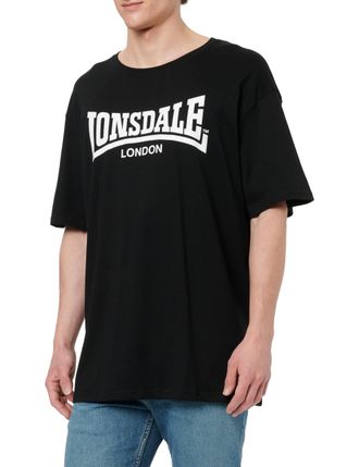 Lonsdale Male-Adult Fulwood T-Shirt, Black/White, XL EU