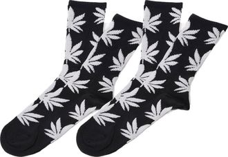 morefaz Set 2x Baumwollsocken Marihuana Cannabis Weed Rasta Socken Herren Damen (Standard, Black-White)