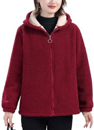 Generic Vestes en polaire &agrave; capuche pour femme avec fermeture &eacute;clair - Doubl&eacute; - Manteau dhiver chaud - V&ecirc;tement dext&eacute;rieur doux et thermique - Sweat &agrave; capuche