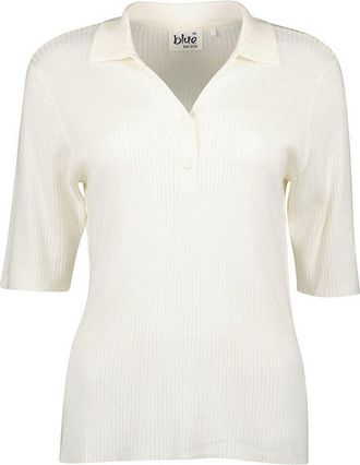 Blue Seven 3/4 Arm-Pullover Damen Pullover Unifarben mit offenem Polokragen und 3/4-Arm