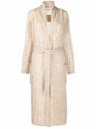 Uma Wang cardigan long en maille ajour&eacute;e - Tons neutres