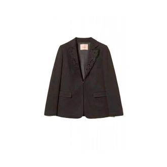 Twinset Blazer mit Broderie Anglaise - - Jackets - Damen - Schwarzk - 3XL