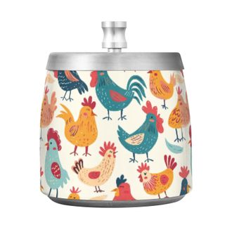 Mnsruu Farbenfroher niedlicher Huhn-Aschenbecher mit Deckel, Edelstahl, rauchfrei, geruchlos, winddicht, Zigarren-Aschenbecher für Terrasse, Zuhause, Büro, T