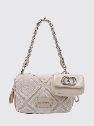 La Carrie Mini sac &agrave; bandouli&egrave;re en tweed avec anse cha&icirc;ne tress&eacute;e