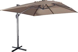 Alice's Garden Parasol d&eacute;port&eacute; carr&eacute; 3 x 3m haut de gamme - Falgos - Taupe - Parasol excentr&eacute; inclinable. rabattable et rotatif &agrave; 360&deg;