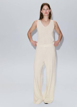 Mango Pantalon droit taille &eacute;lastique sable - Femme - XXS - MANGO