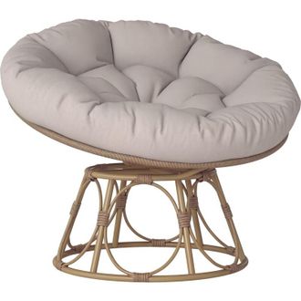 OUTSUNNY Papasansessel Rattan 360&deg; drehbar Korbsessel mit Sitzkissen Durchmesser 100 cm runder Outdoor Rattansessel Drehsessel Loungesessel Liegesessel f&uuml;r