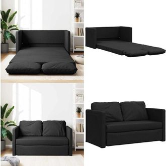 vidaXL Canapé-lit 2 en 1 noir 112x174x55 cm tissu - Canapé Convertible - Canapé Lit - Canapé Deux Places - Meuble Salon - Mobilier Tendance - Home & Living