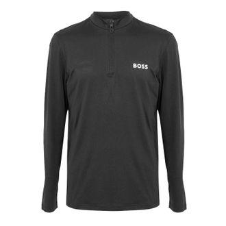 HUGO BOSS Oberteil f&uuml;r Herren, mit kurzem Rei&szlig;verschluss, Hochleistungsmaterial, Lang&auml;rmlig (Schwarz)