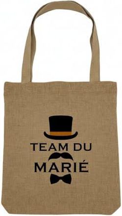 Fabulous Sac Shopping Tote Bag Aspect Lin - Team du Mari&eacute; Smoking Mariage Mari&eacute;e Gentleman Tuxedo - Sac de Courses Toile Epaisse 360g Beige Naturel Cabas Port&eacute;