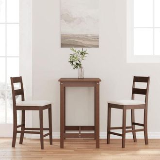 vidaXL Barhocker mit Kissen 2 Stk. Braun Massivholz Gummibaum - Vidaxl