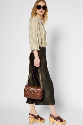 Gerard Darel Jupe midi en satin -CLEMENCE - Kaki
