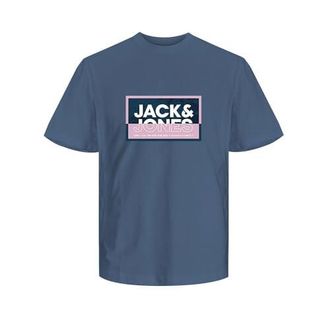 Jack & Jones JCOLOGAN FST T-Shirt &agrave; col Rond imprim&eacute; &eacute;t&eacute;, Gris, S