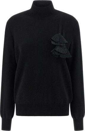 Ferragamo Femme, Pulls, Noir, Taille: 40 FR Floral Insert Sweater