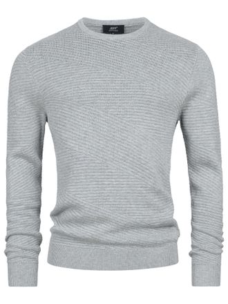 JEFF Herren JFAbram Crew Neck Klassischer Strickpullover mit Rundhalsausschnitt | Herrenpullover Feinstrick-Pullover f&uuml;r M&auml;nner Lt Grey Mix, L