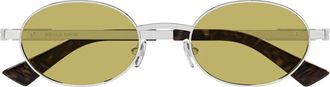 Bottega Veneta unisex, Accessoires, Gris, Taille: 52 MM Oval Metal Lunettes de soleil