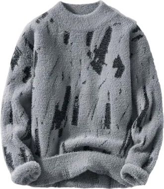 Generic Pull &agrave; col rond pour homme - Manches longues - &Eacute;pais - Chaud - Ample - D&eacute;contract&eacute;, gris, L