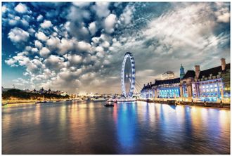 Wallario K&uuml;chenr&uuml;ckwand aus Glas 90 x 60 cm, Motiv: N&auml;chtliches Lichterspiel | Spritzschutz abwischbar & pflegeleicht