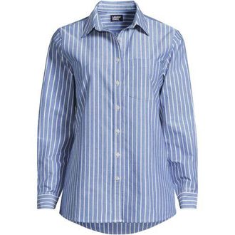 Lands End Langarm Oxford-Hemdbluse, Damen, Größe:48-50 regular, Blau, Baumwolle, by Lands End