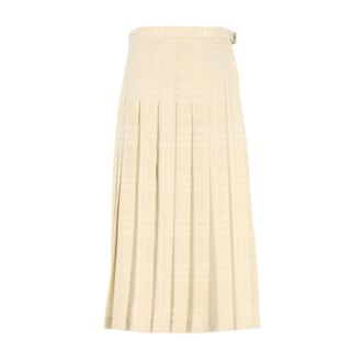 Burberry Jupe Midi en Soie - Femme - Jupes - Beige - Taille: 38 FR