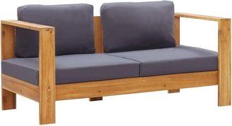 vidaXL Gartenbank mit Auflagen 140 cm Massivholz Akazie Grau vidaXL