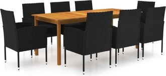 vidaXL Vidaxl - Ensemble &agrave; manger de jardin 9 pcs Noir
