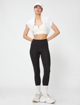 Koton Women Medium Rise Stitch Detail Sport Leggings