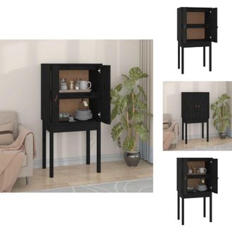 vidaXL Highboard Schwarz 60x40x120 cm Massivholz Kiefer - Sideboard - Hochschrank - Wohnzimmerm&ouml;bel - Massivholzm&ouml;bel - Kiefernholz