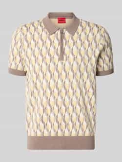 HUGO BOSS Poloshirt mit Rei&szlig;verschluss und Allover-Print