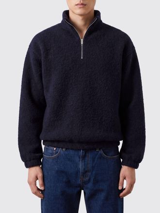 Jil Sander Wollmischpullover mit hohem Kragen und halbem Rei&szlig;verschluss