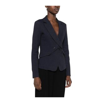 Emporio Armani Zweireihiger Blazer mit Struktur - - Jackets - Damen - Blau - XS