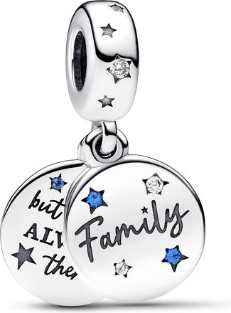 Pandora Moments Geliebte Familie Doppelter Charm-Anhänger aus Sterling Silber mit Zirkonia, Kompatibel Moments Armbändern, 792987C01