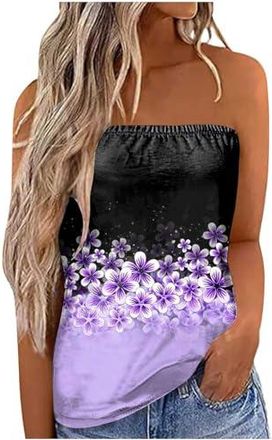 Generic Camisole Femme 2024 Femmes Bustier Bandeau Tops Tunique Rembourré Haut Scoop Neck Basiques Moulantes Y2K Gilet Tendance Doux et Confortable Base Blous