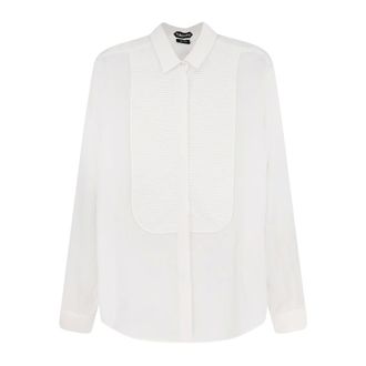 Tom Ford Femme, Blouses et Chemises, Blanc, Taille: 36 FR Pleated Plastron Shirt