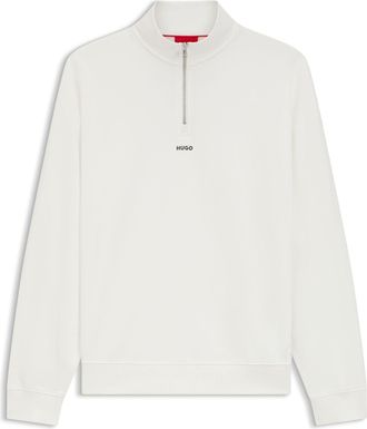 HUGO BOSS Herren Durty244 Sweatshirt aus Baumwoll-Terry mit Troyerkragen und Logo-Print Natur XXL