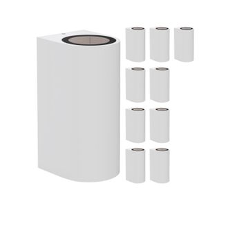 LEDs Com 10 Stück Wandleuchte ALSE Up & Downlight für außen, weiß, Aluminium, rund, inkl. 2 GU10 LED Lampen (weiß, 10,6W, je 504lm, 44°)