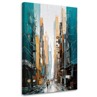 Artgeist Artgeist - Quadro Su Tela, Citt&agrave; Strada Acquerello Turchese Marrone - 80x120