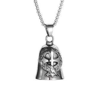 Generic Breloque en forme de cloche dange en forme de clochette en acier inoxydable pour moto, porte-cl&eacute;s argent&eacute; pour motards, protection pour scooters