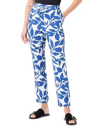 Vero Moda Vmeasy Joy Nw Pantalon Ample WVN GA, Blanc Neige/AOP : Alisa Mazarine Blue, M Femme
