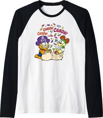 Garfield Odie Halloween-Leckerbissen Candy Ghouls Night Retro Raglan