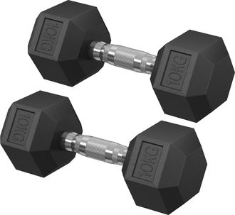 Songmics Hantelset, Hanteln 2er Set, Hexagon, Kurzhantel-Set, insgesamt 20 kg, f&uuml;r Workout, Fitnesstraining, Gewichtheben f&uuml;r Zuhause, Fitnessstudio, tintensch