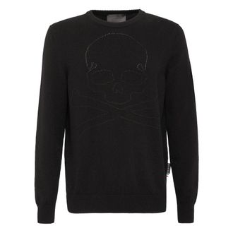 Philipp Plein Cashmere Pullover Rundhals LS Skull and Plein - - Knitwear - Herren - Schwarzk - XL