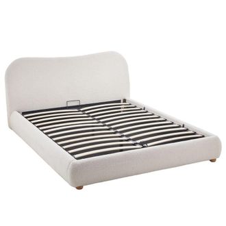 Best Mobilier Bestmobilier - Hugo - lit coffre - 160x200 cm - en tissu bouclette - beige