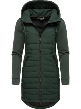 Ragwear Damen &Uuml;bergangsmantel Lange leichte Steppjacke mit Kapuze und weichen &Auml;rmeln Lucinda Long Dark Green23 Gr. M