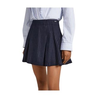 Pepe Jeans London Mini Baumwollrock mit Plissierten Details - - Skirts - Damen - Blau - L